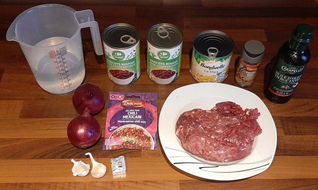 Chili con carne. Recette traditionnelle d'origine Texane avec viande hachée