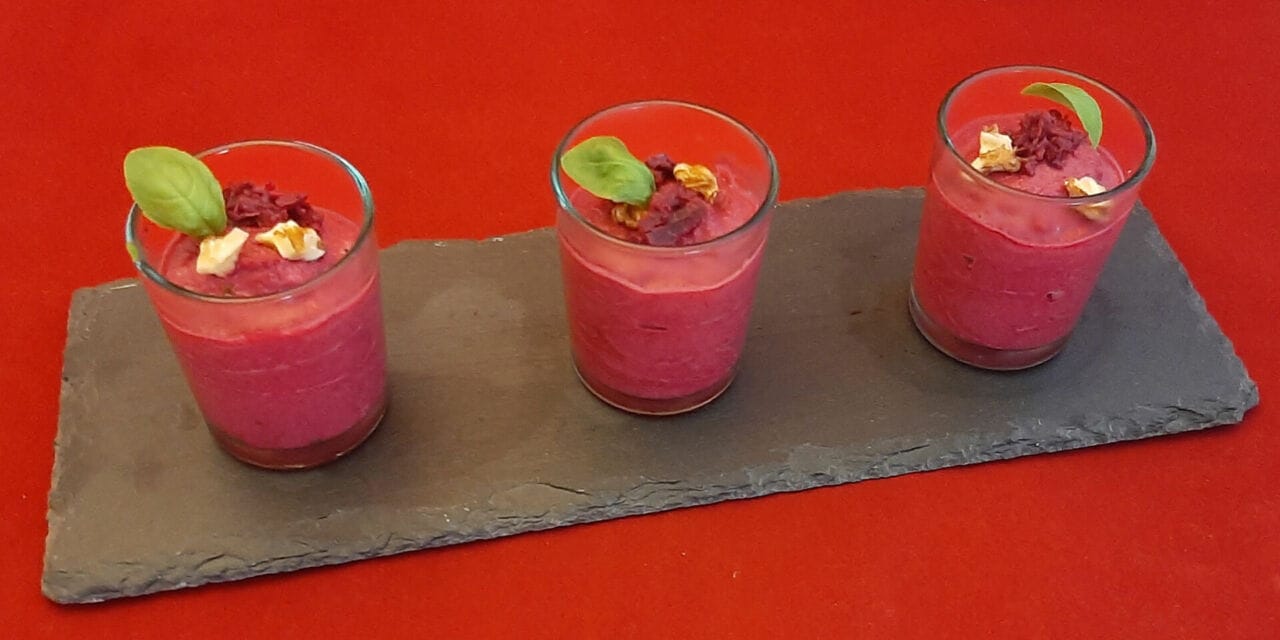 Verrines betteraves rouges au Boursin et vinaigre balsamique