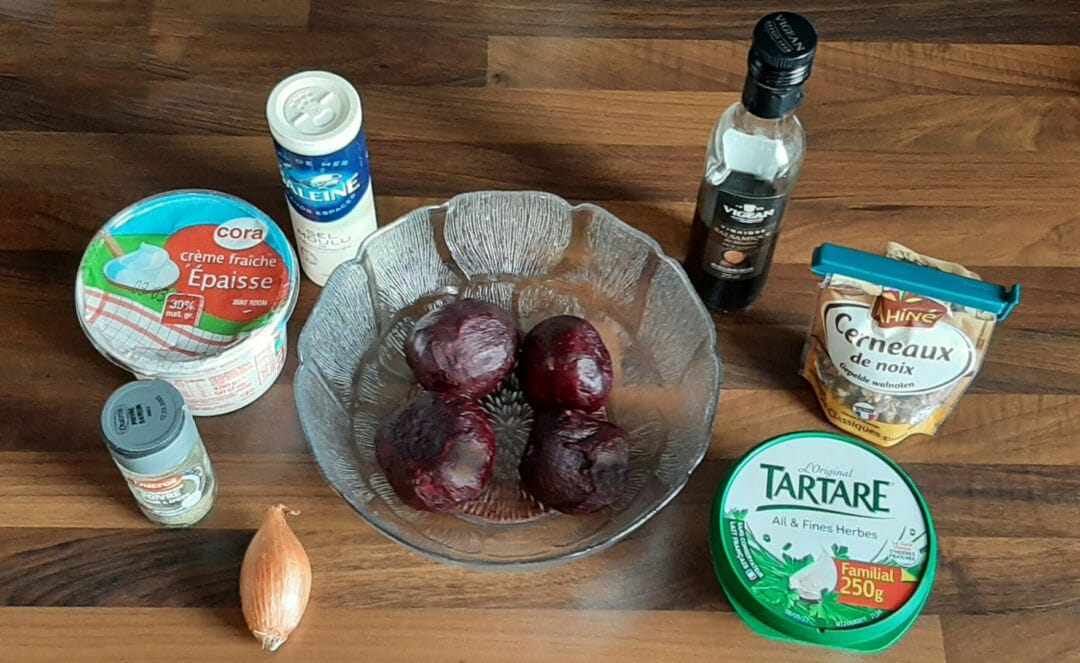 Verrines betteraves rouges au Boursin et vinaigre balsamique