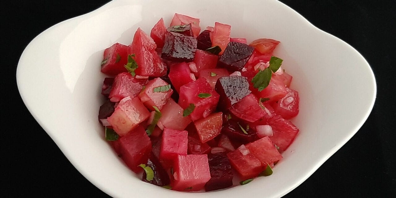 Salade de betteraves rouges. Recette estivale économique.